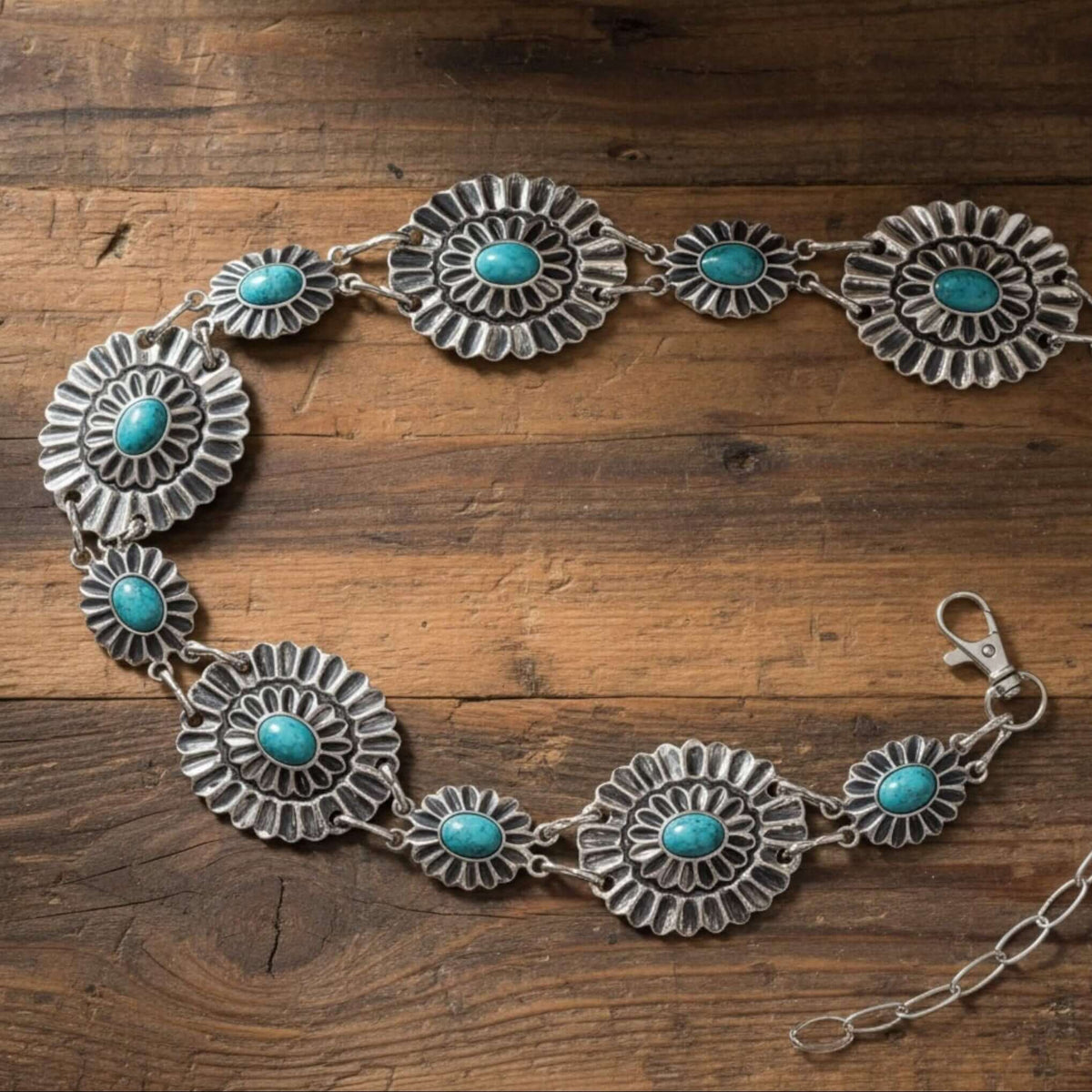 Wild Western Silver Textured Turquoise Belt – Wild Time Fashion